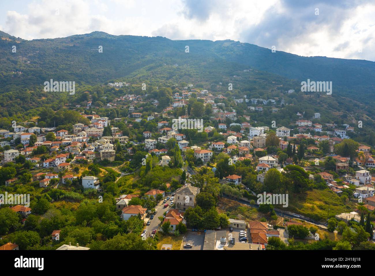 Traditional greek village of Makrinitsa on Pelion mountain in central ...