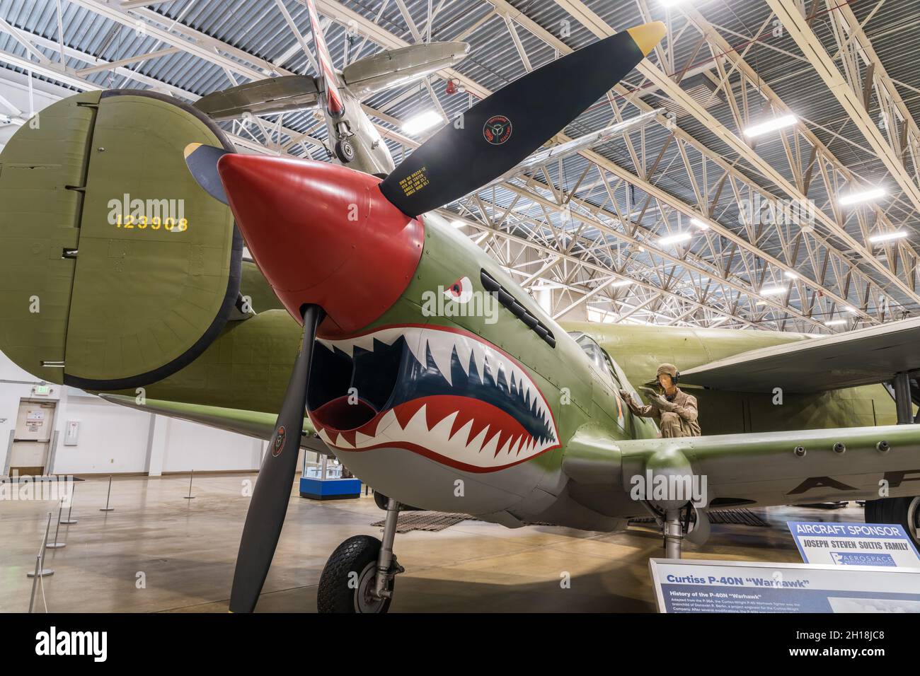 A Curtiss P-40N Warhawk fighter from World War II in the Hill Aerospace ...