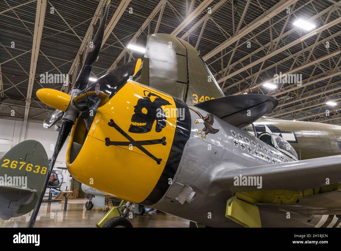 A Republic P-47 Thunderbolt fighter-bomber from World War II in the ...