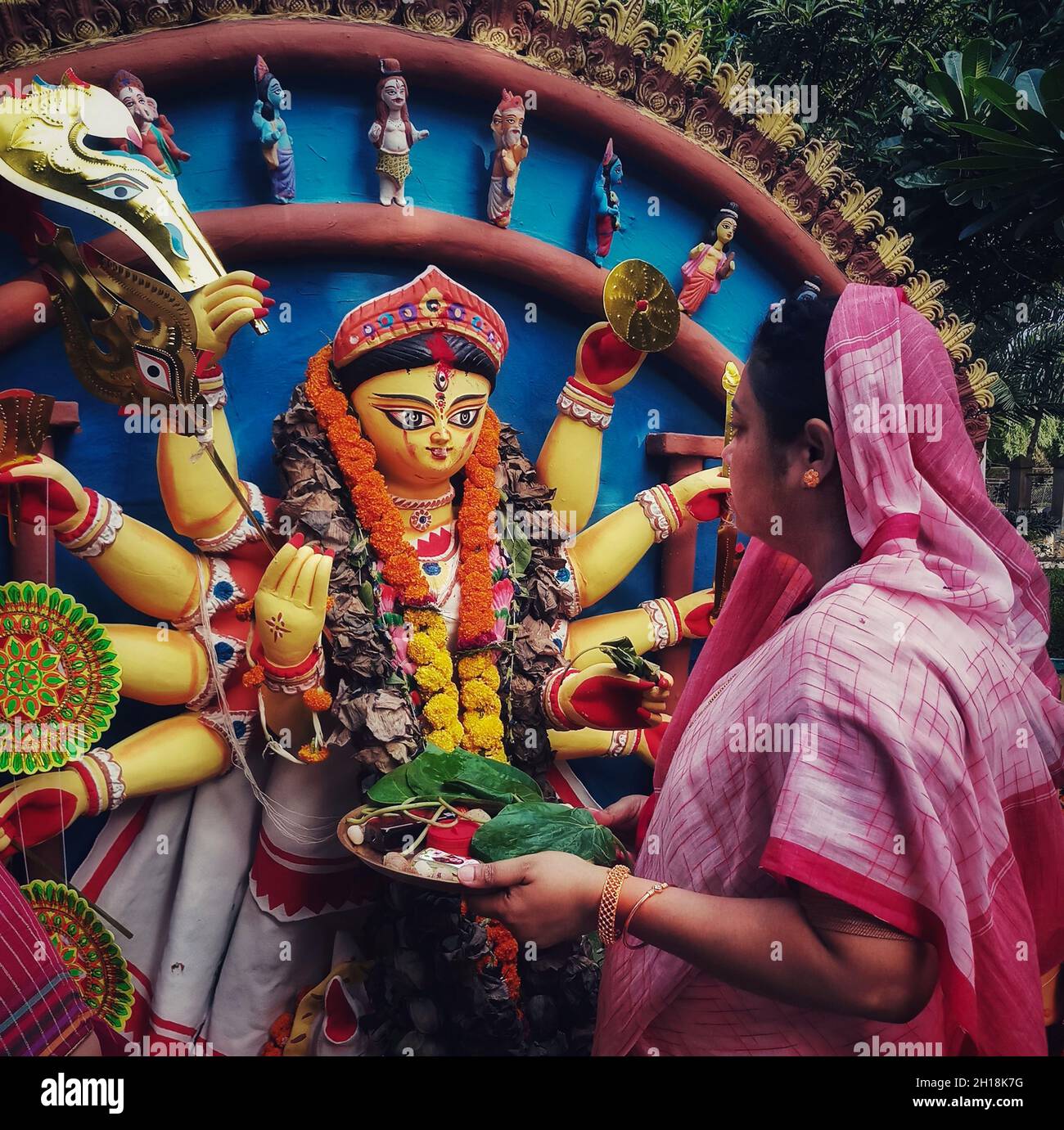 KOLKATA, WEST BENGAL, INDIA - 15 OCTOBER 2021:Subho Bijoya. The last ...