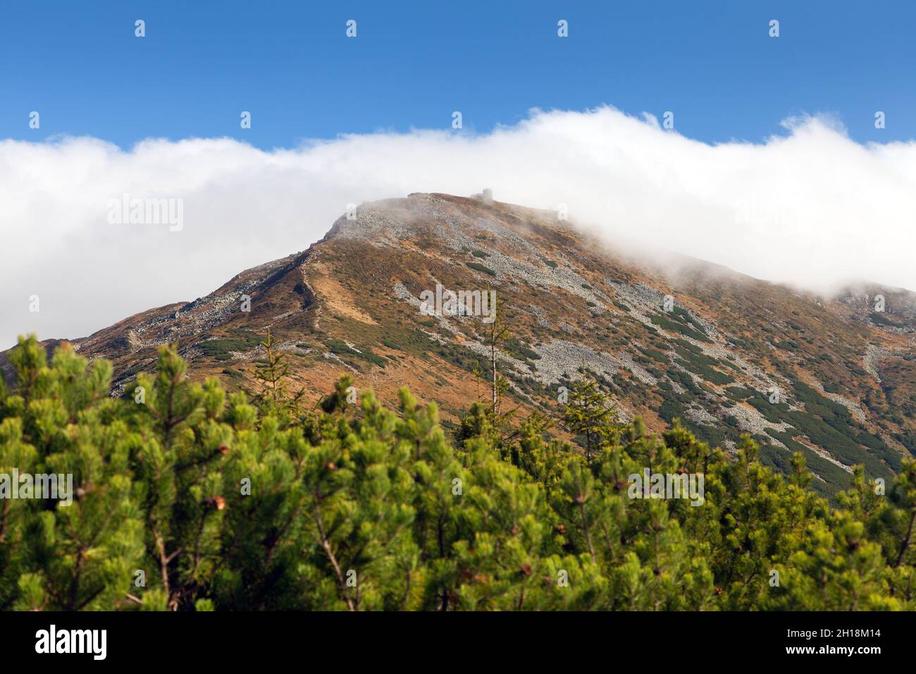 View from Ukraine Carpathian mountains, mount Pip Ivan, panoramic view ...
