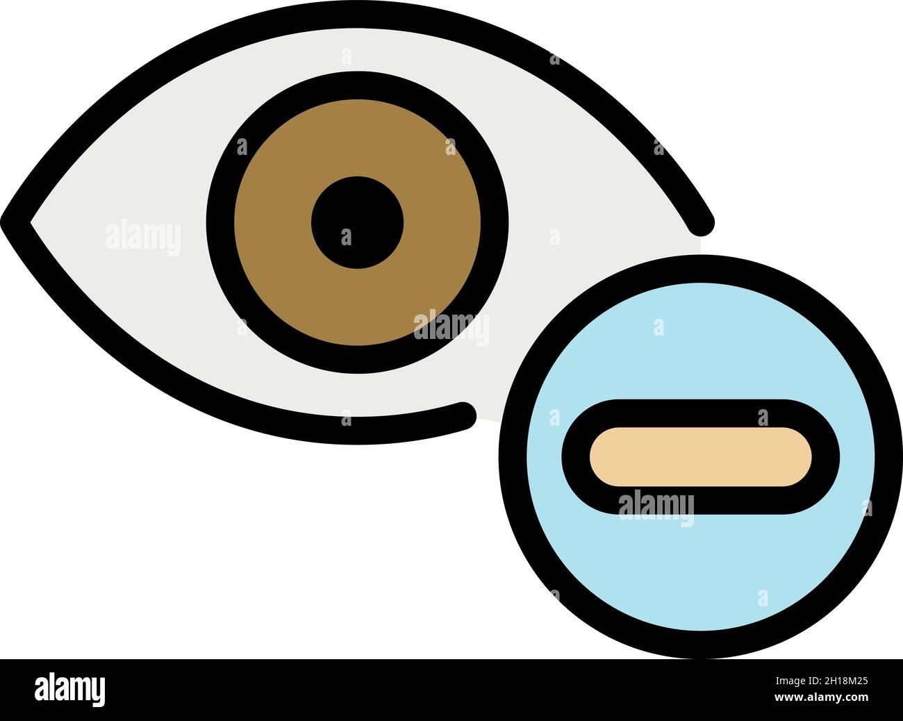 Eye minus icon. Outline eye minus vector icon color flat isolated Stock ...