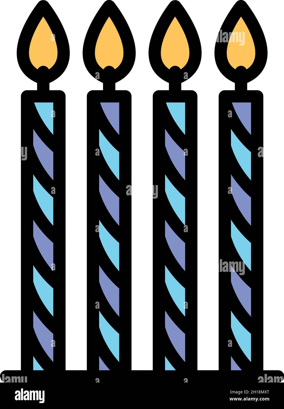 Four thin candles icon. Outline four thin candles vector icon color ...