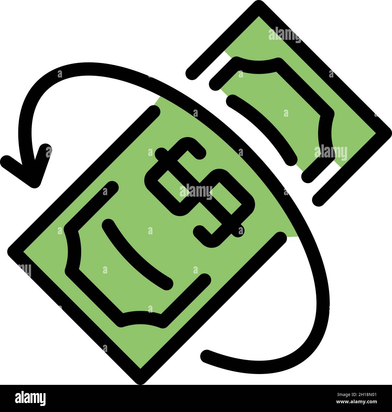 Dollar and round arrow icon. Outline dollar and round arrow vector icon ...