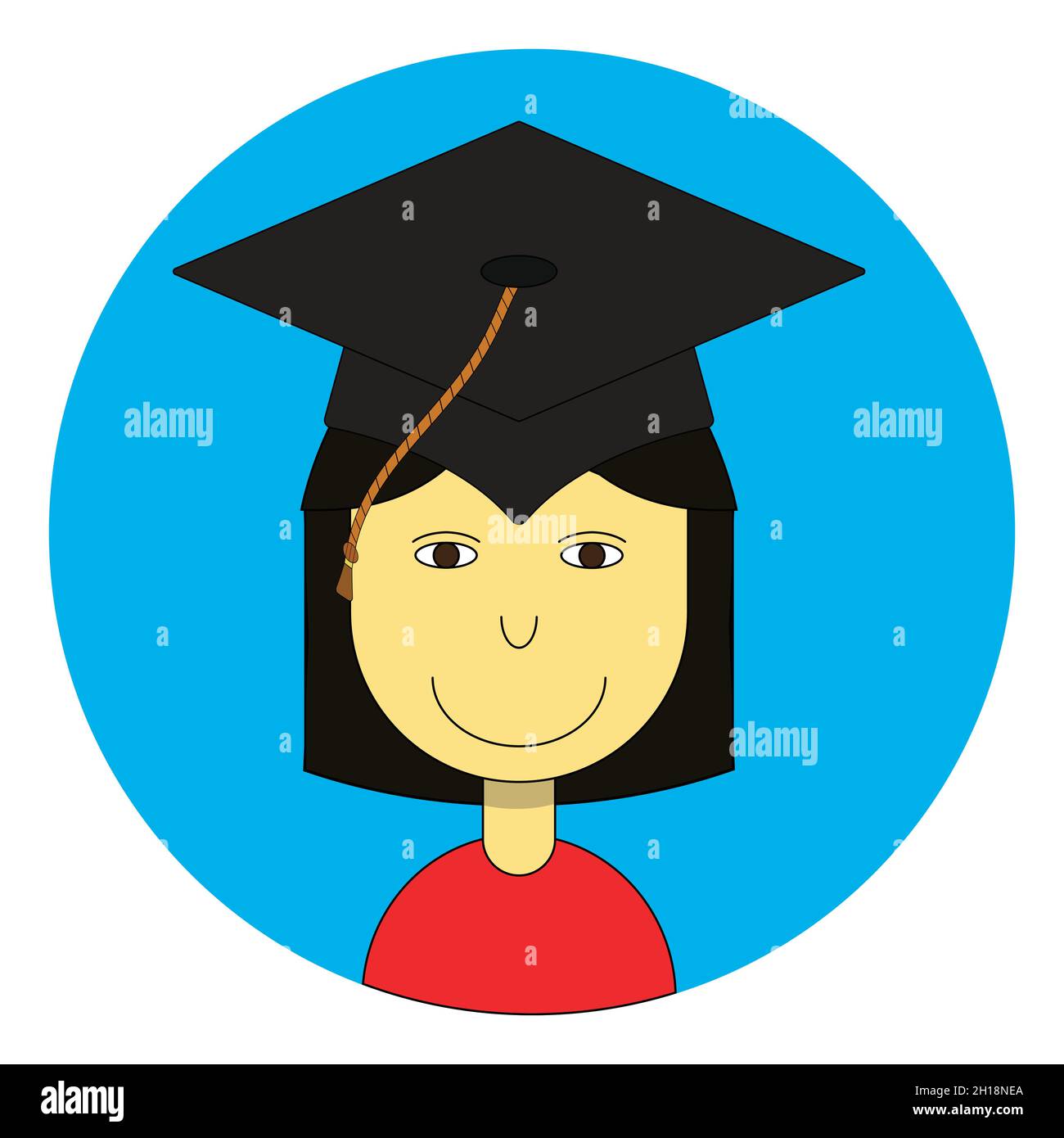 Girl with a graduation cap round sticker label Stock Vector Image & Art ...