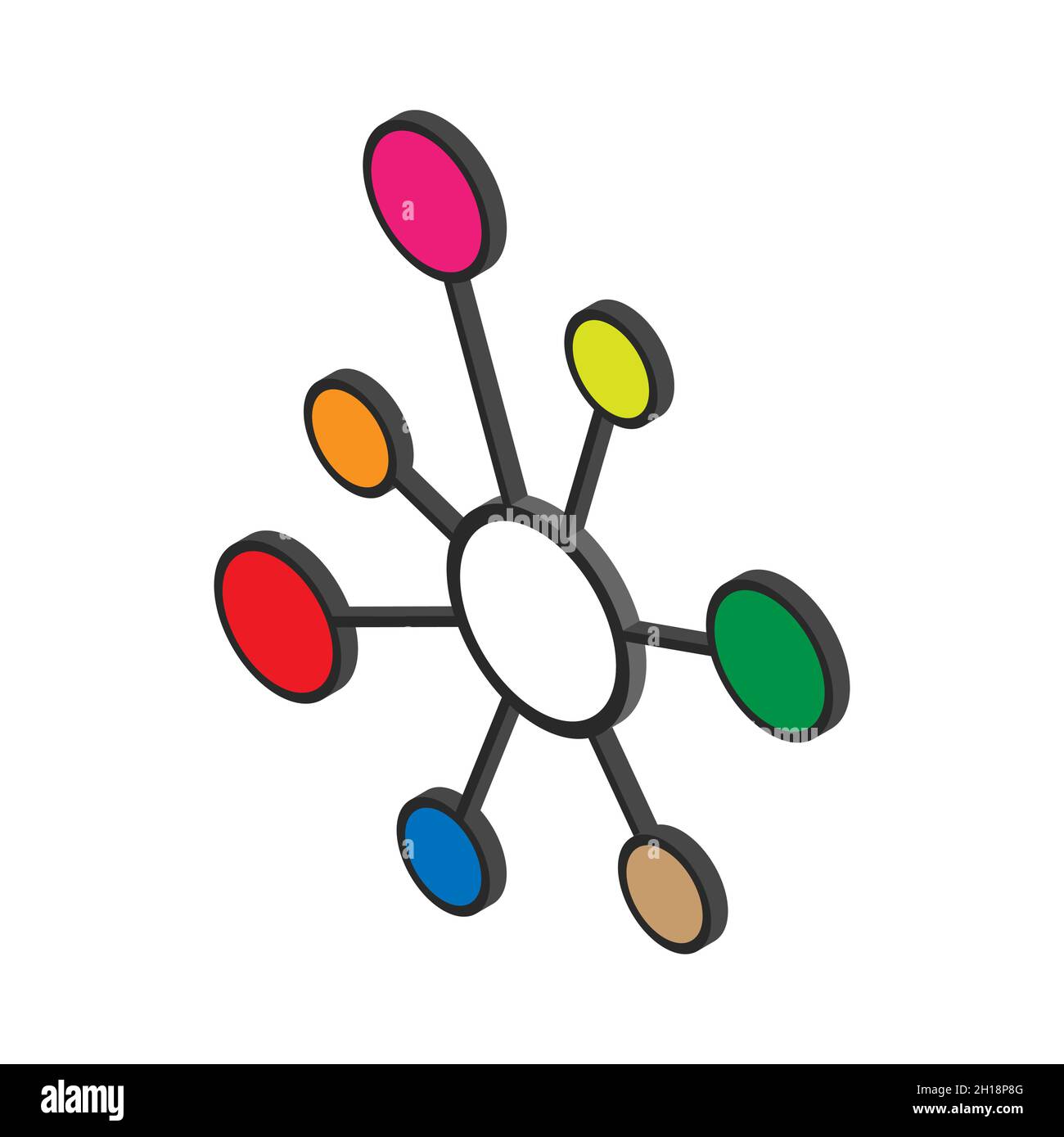 Hub Flat Network Icon Connect Structure Vector Symbol Isolated On White Background Technology