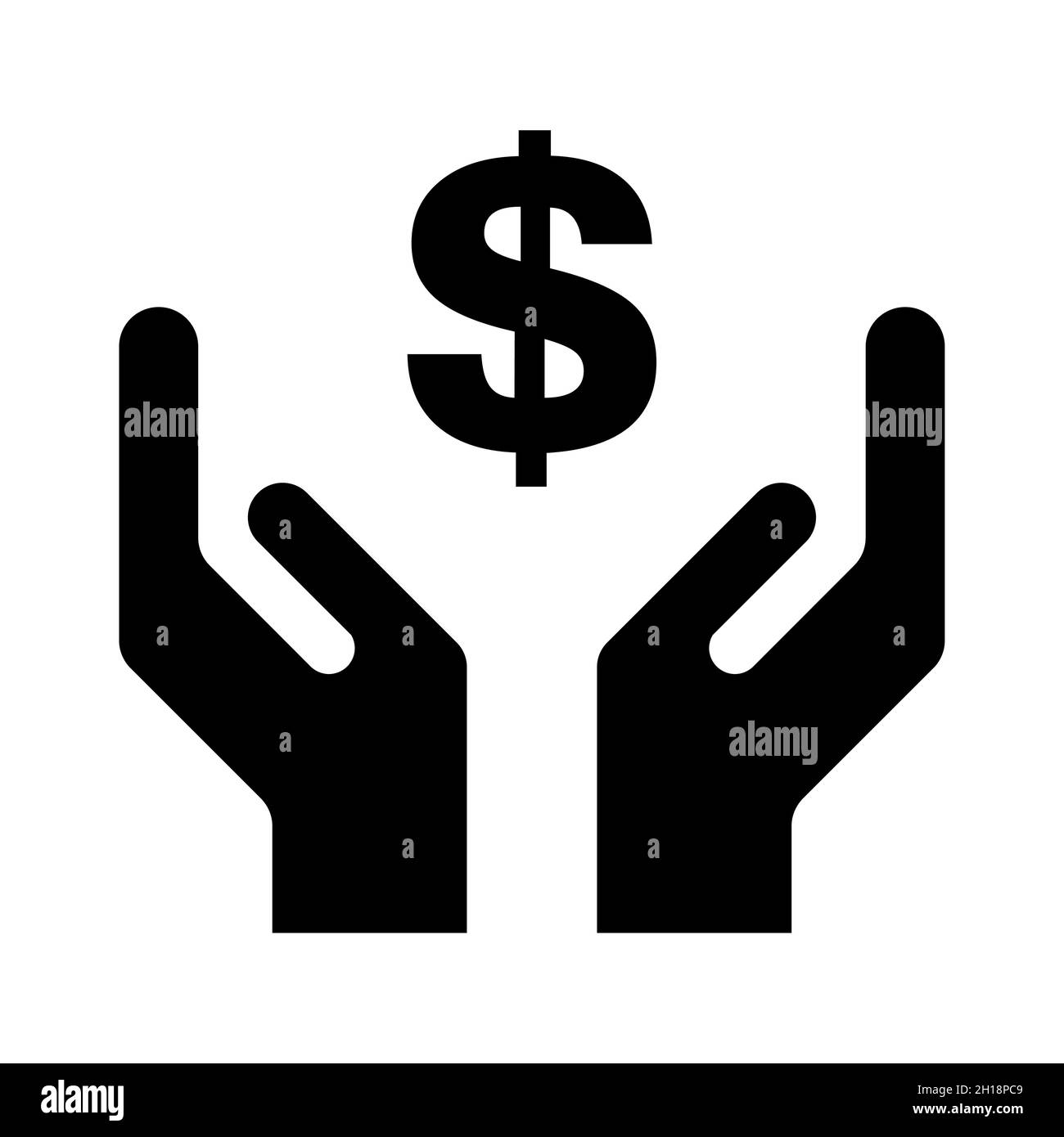 Hope icon, human hand with dollar symbol, help and protection graphic ...