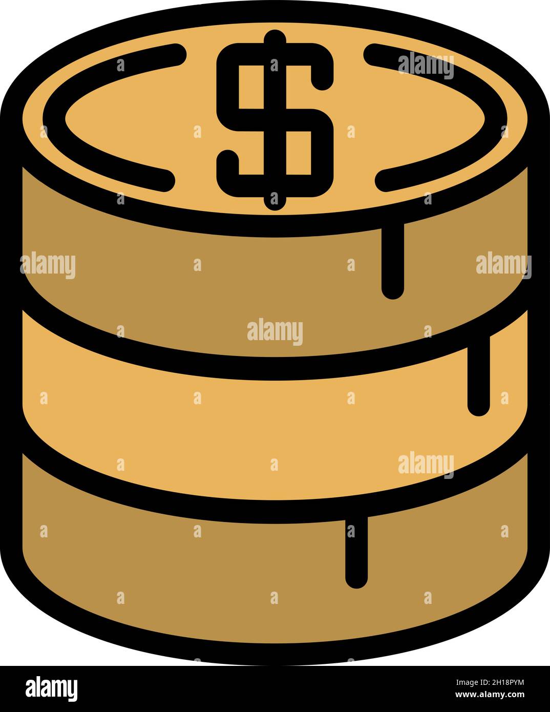 Stack of gold coins icon. Outline stack of gold coinsvector icon color ...