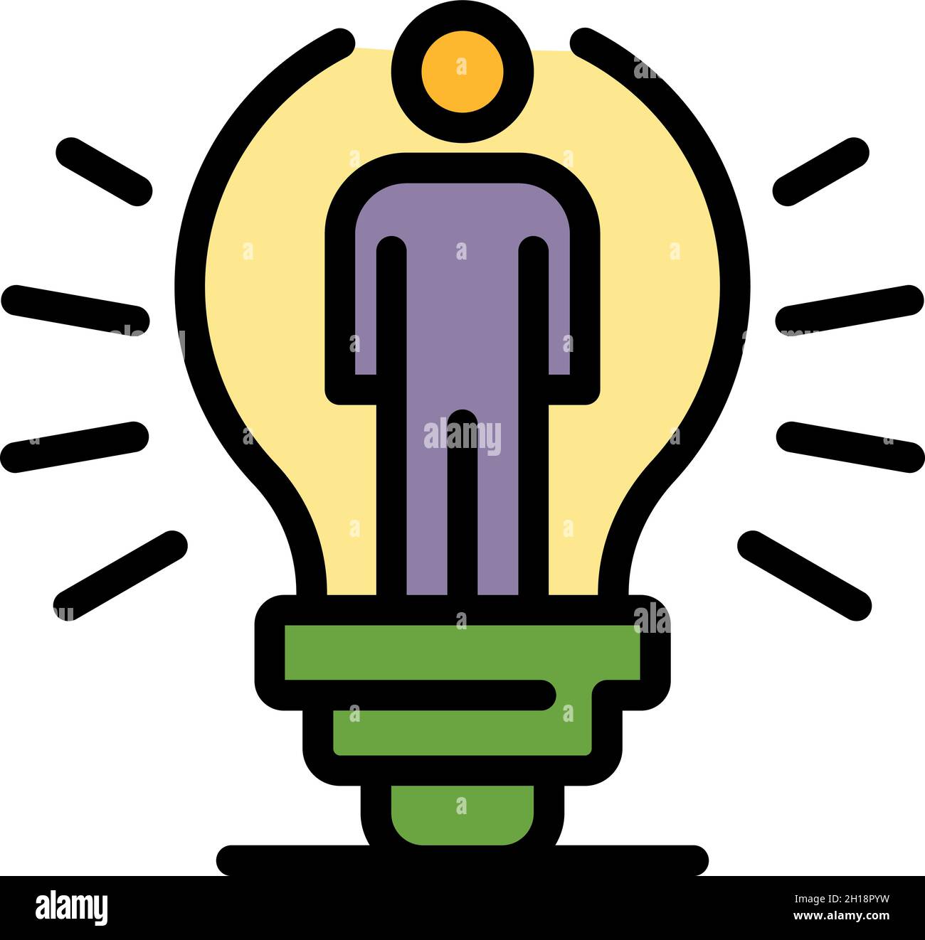 Bulb idea people icon. Outline bulb idea people vector icon color flat ...