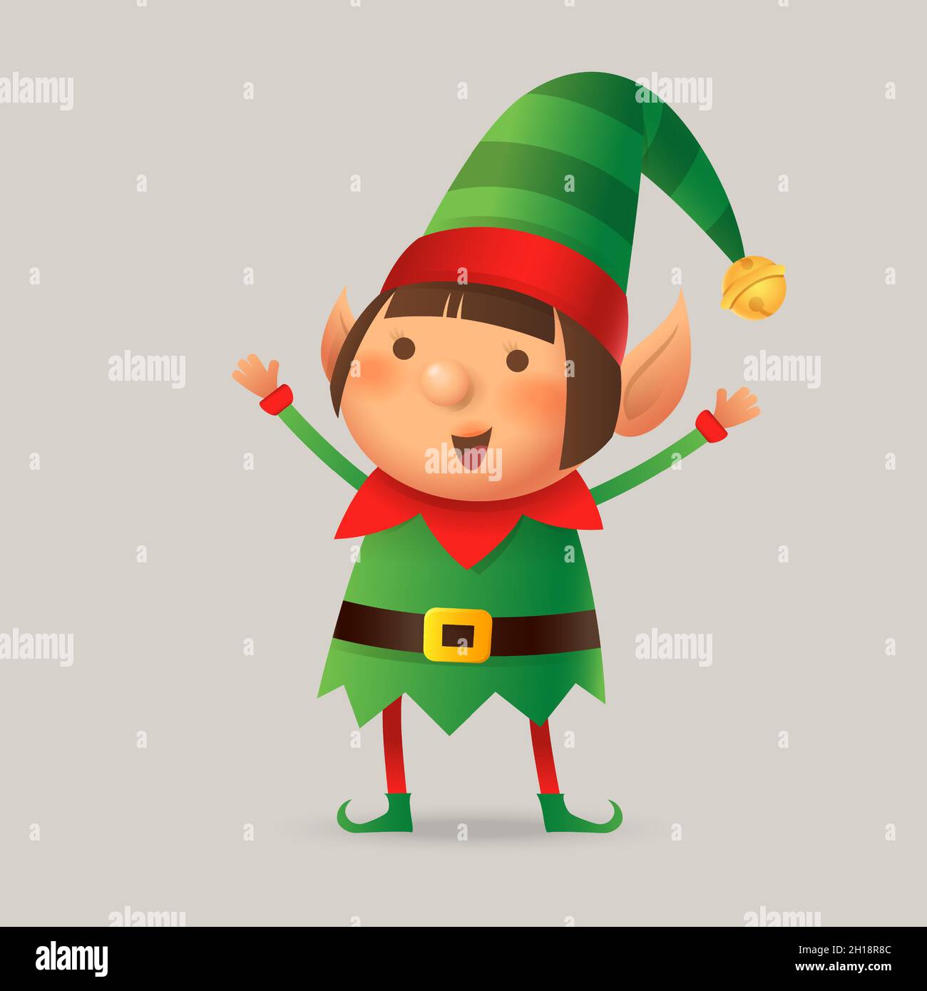 Cute Christmas Elf girl - vector illustration isolated Stock Vector ...