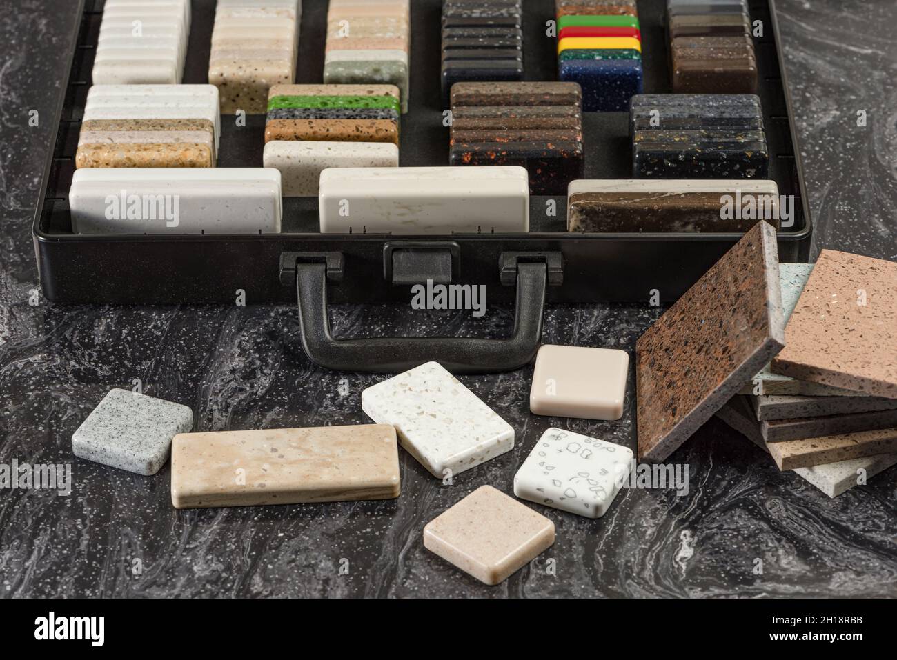 Large selection of stone samples for countertops and floors. Pieces of ...