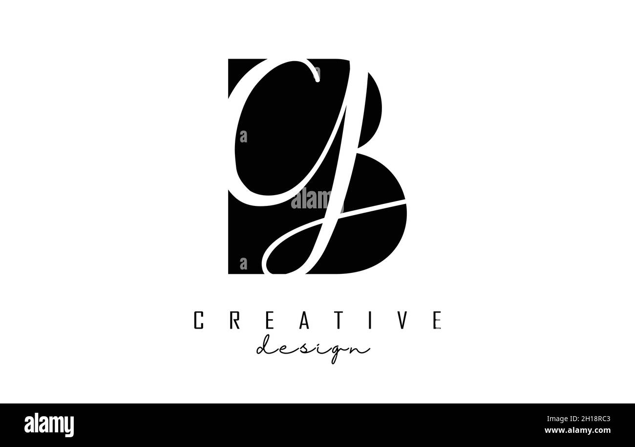 Letters BG b g Logo with a minimalist design. Letters B and G with ...