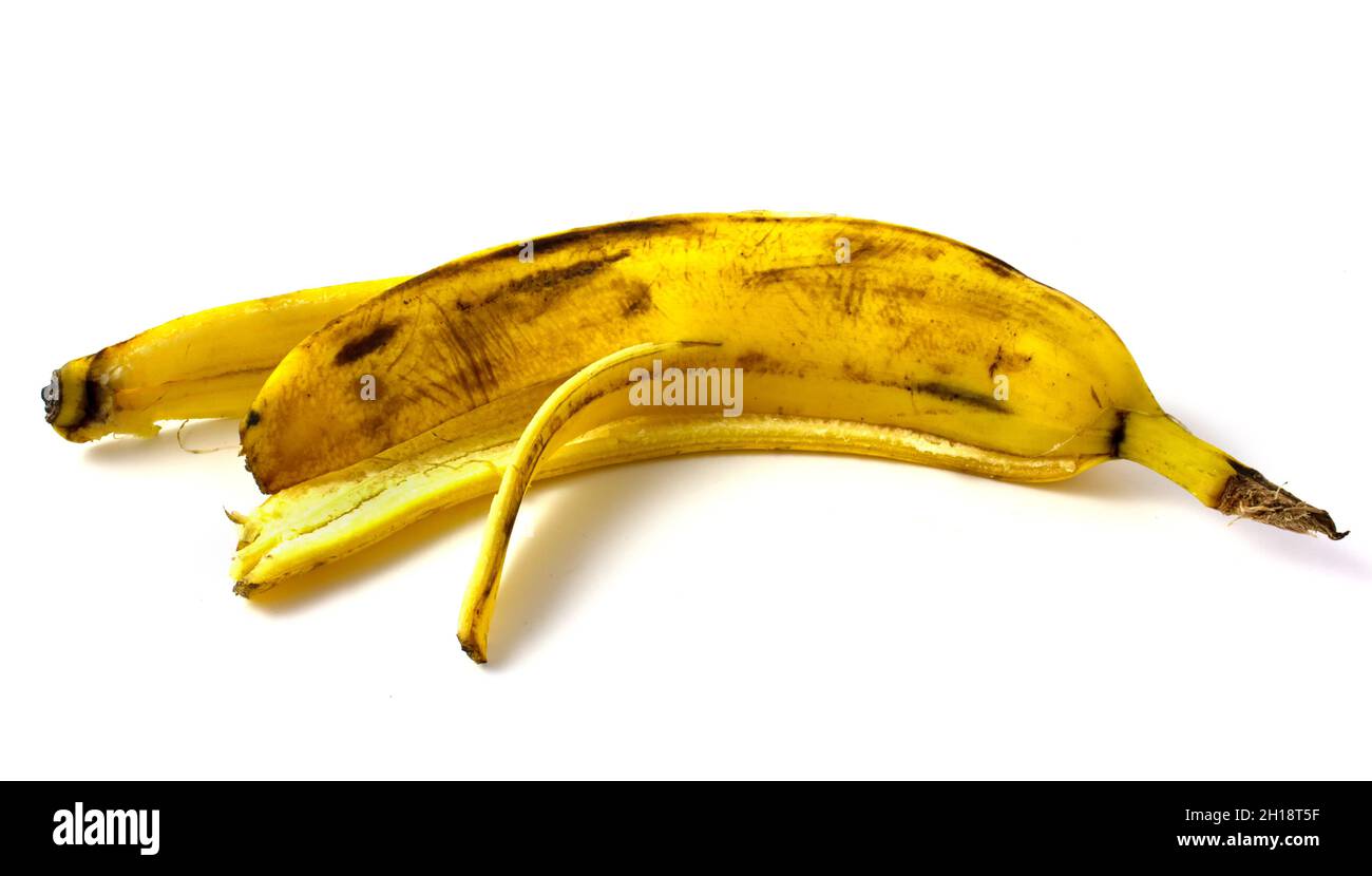 Food waste, banana peel isolated on white background Stock Photo - Alamy