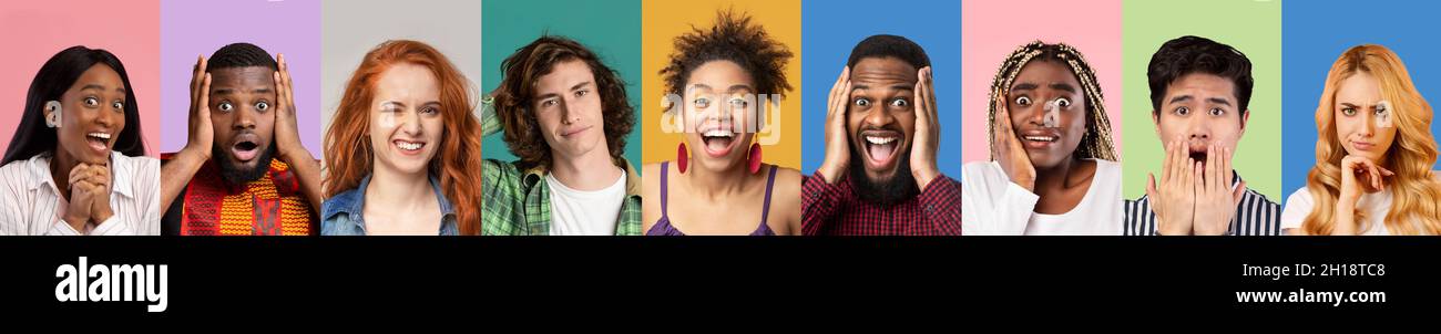 Creative Collage Of Human Portraits With Different Emotions Over ...