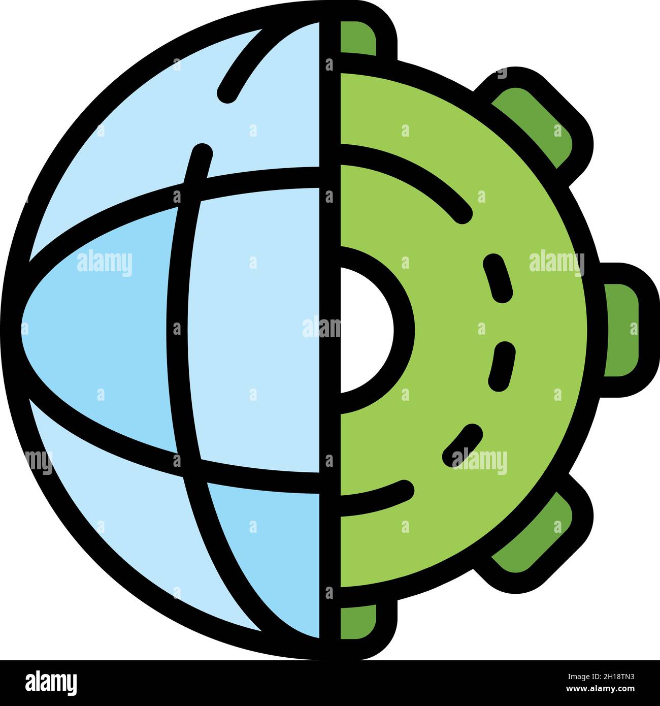 Global learning gear icon. Outline global learning gear vector icon ...