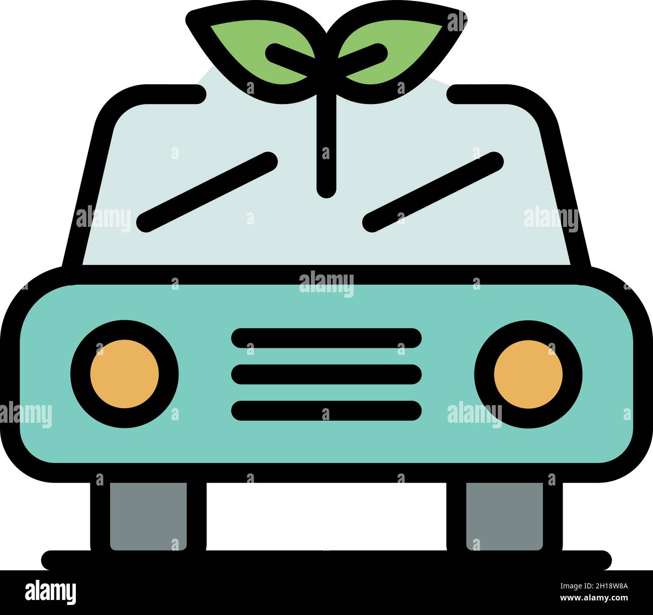 Eco bio car icon. Outline eco bio car vector icon color flat isolated ...
