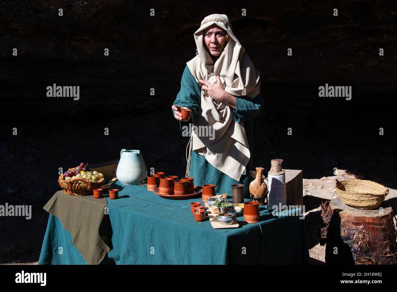 Motril, Granada, Spain, December 23, 2018: Recreation of a Christmas ...