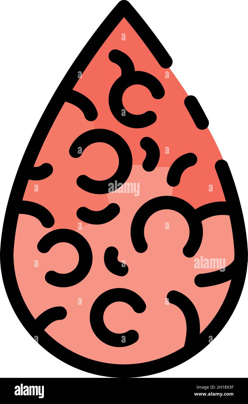 Blood drop icon. Outline blood drop vector icon color flat isolated ...