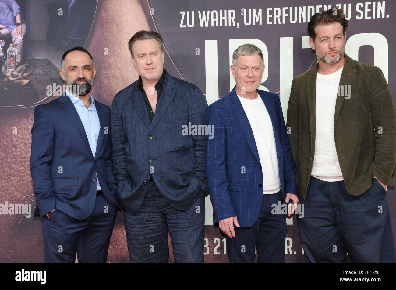 Munich, Germany. 17th Oct, 2021. Actors David A. Hamade (l-r), Nicholas ...