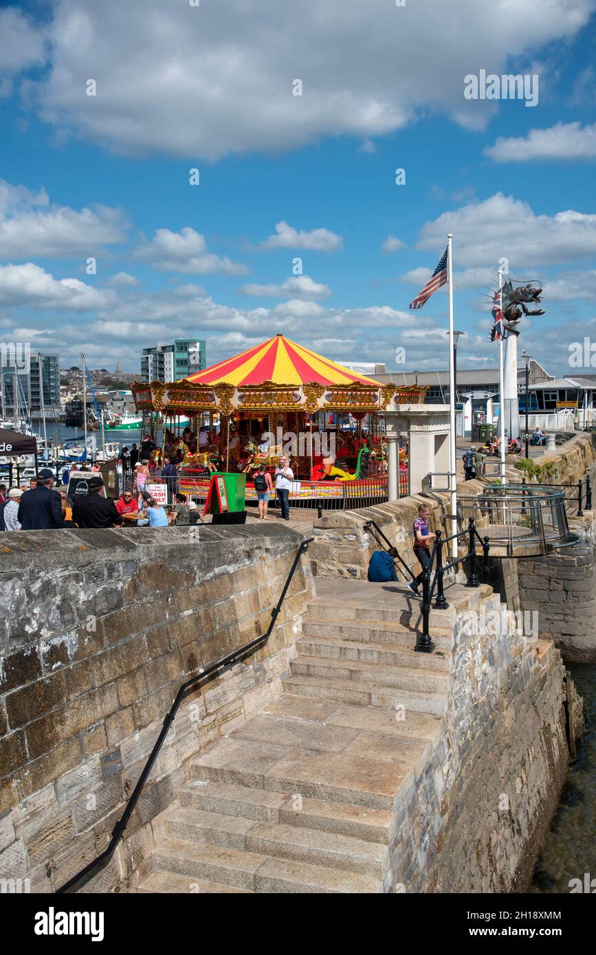Plymouth, Devon, England, UK. 2021. Overview of the historic Mayflower ...