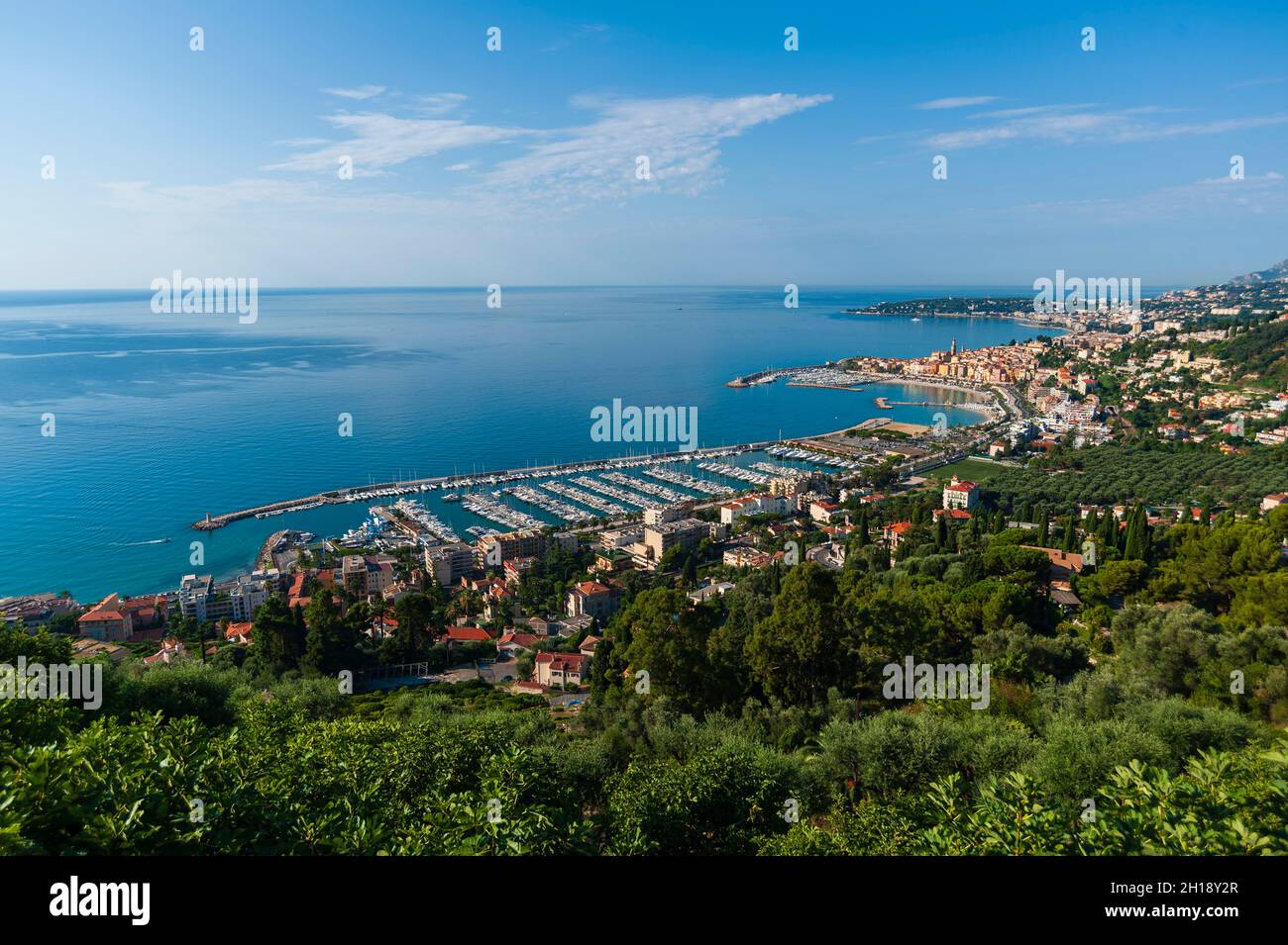 An elevated view of Menton, with Cap Martin in the distance. Menton ...