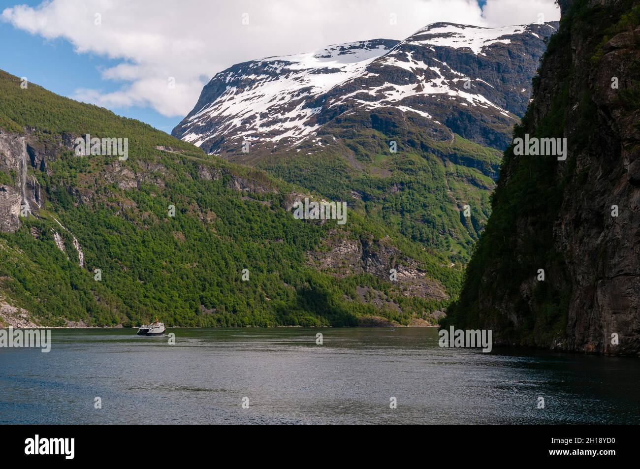 A passenger ship in Geirangerfjord. Geirangerfjord, Norway Stock Photo ...