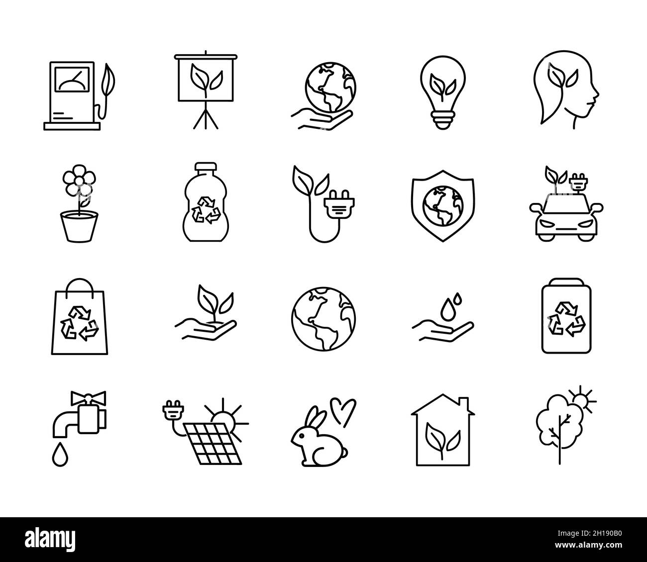 Ecology protect flat icon. Eco pictogram for web. Line stroke. Isolated ...