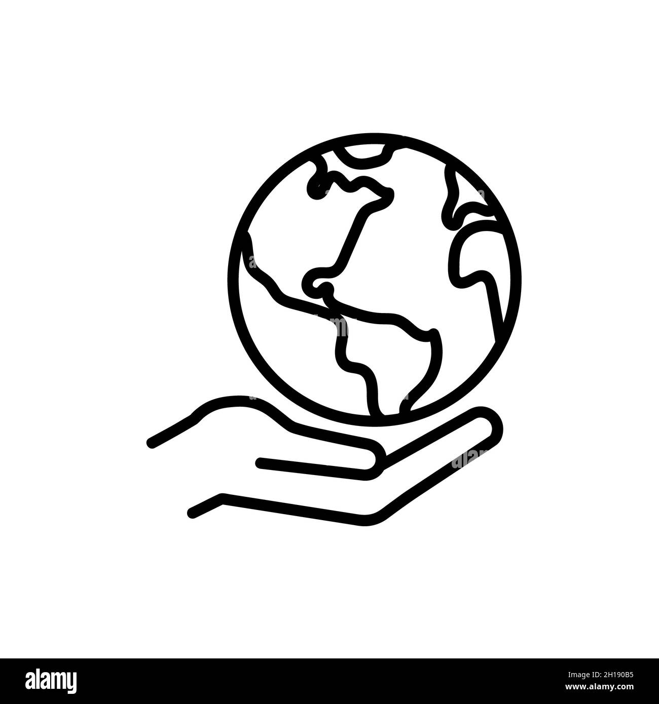 Save ecology icon. Flat earth protect pictogram for web. Line stroke ...