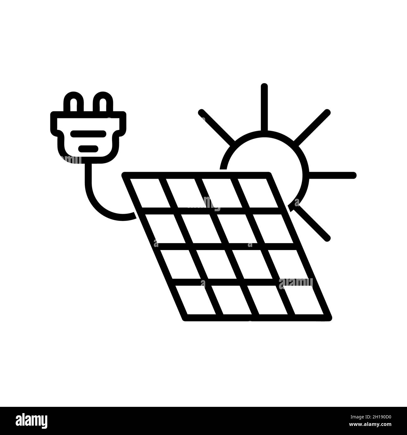 Solar panel flat icon. Pictogram for web. Line stroke. Isolated on ...