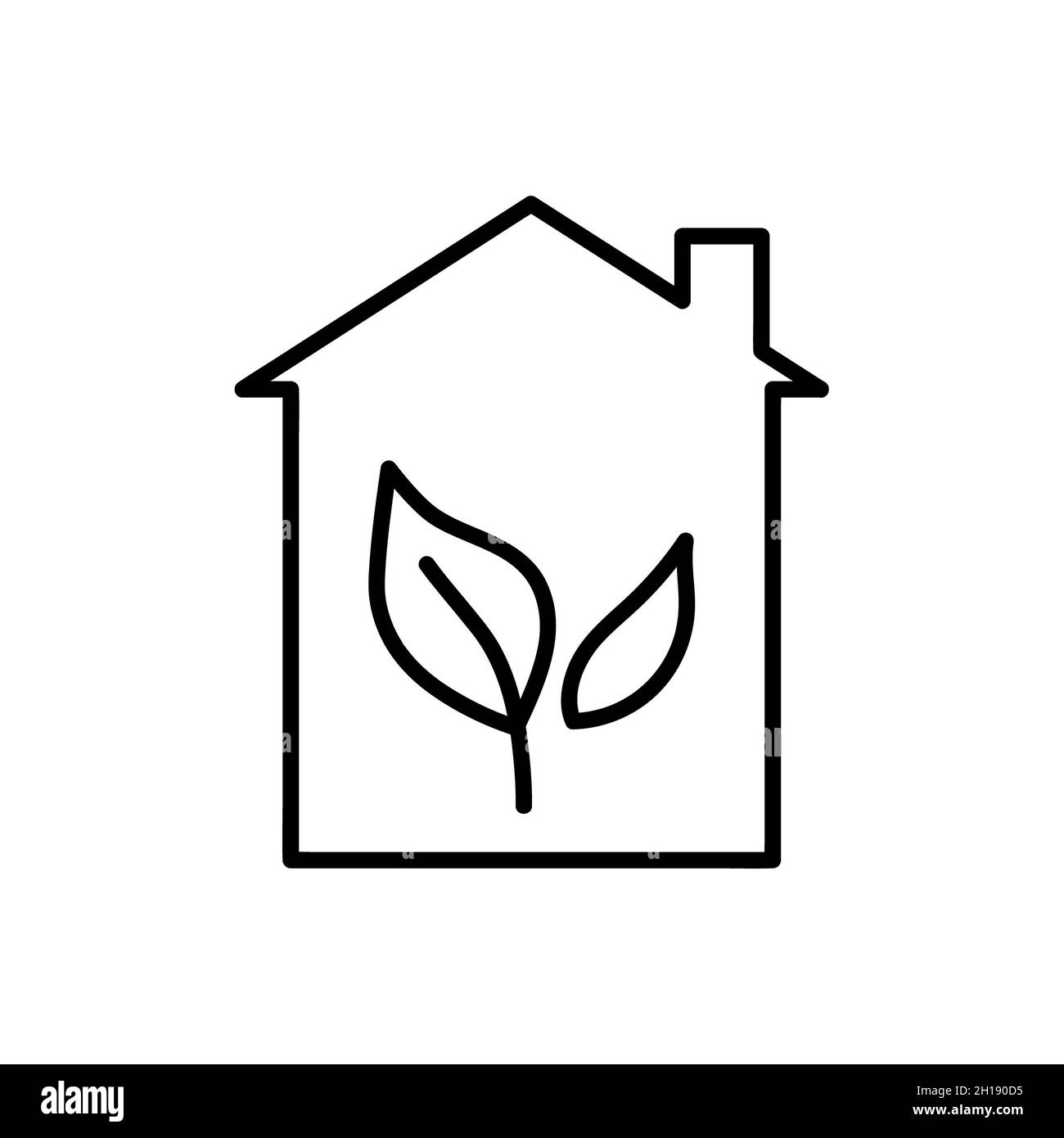 Concept of eco green house icon. Flat pictogram for web. Line stroke ...