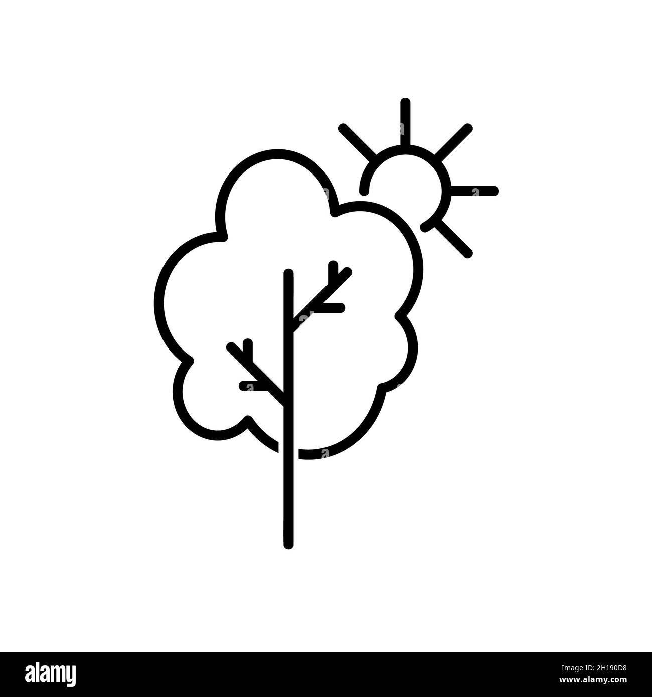 Nature landscape flat icon. Pictogram for web. Line stroke. Isolated on ...