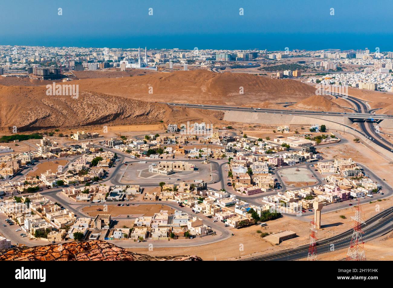 An elevated view of Bawshar district, Muscat. Bawshar District, Muscat ...