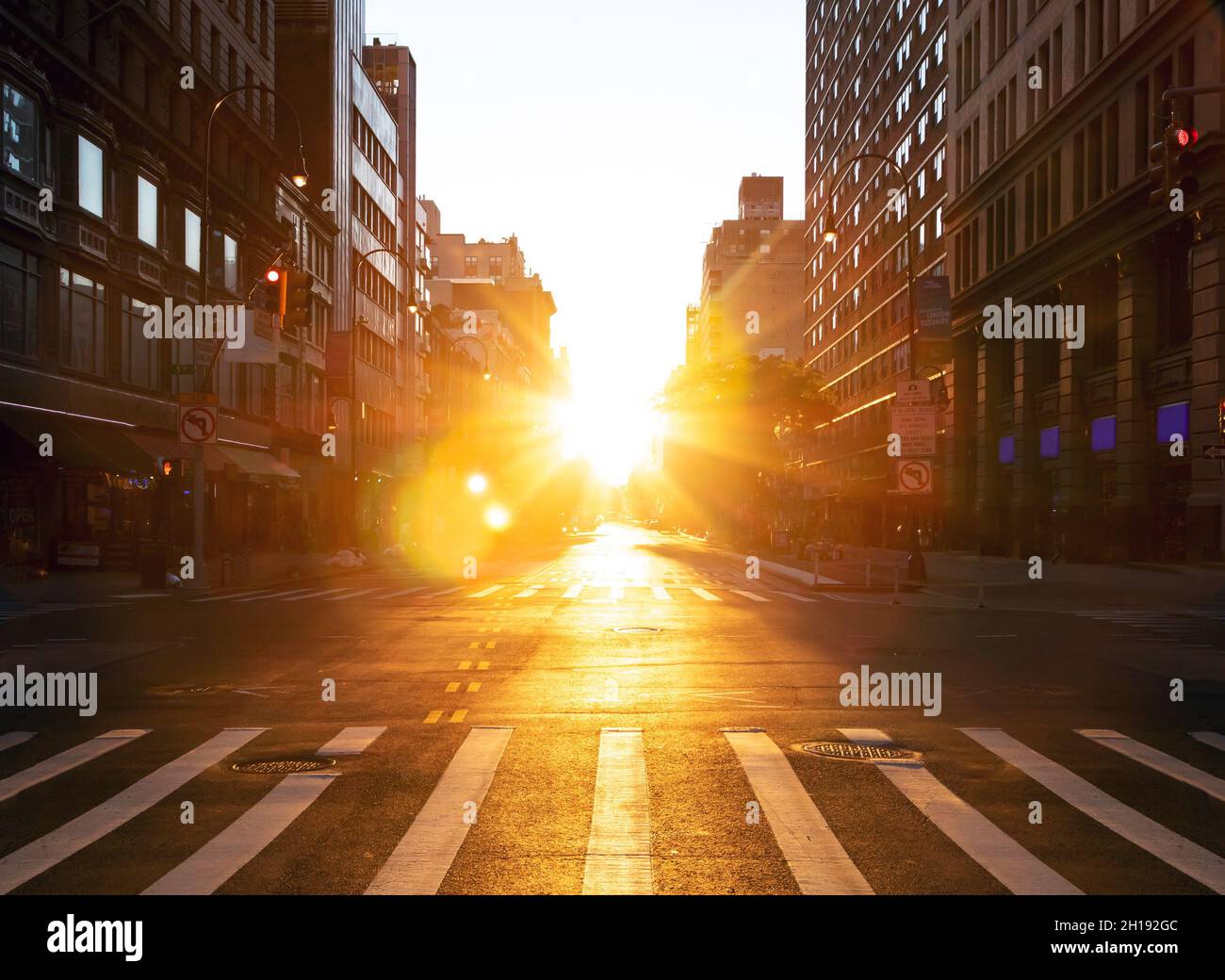 Empty streets and sidewalks at the intersection of 5th Avenue and 23rd ...