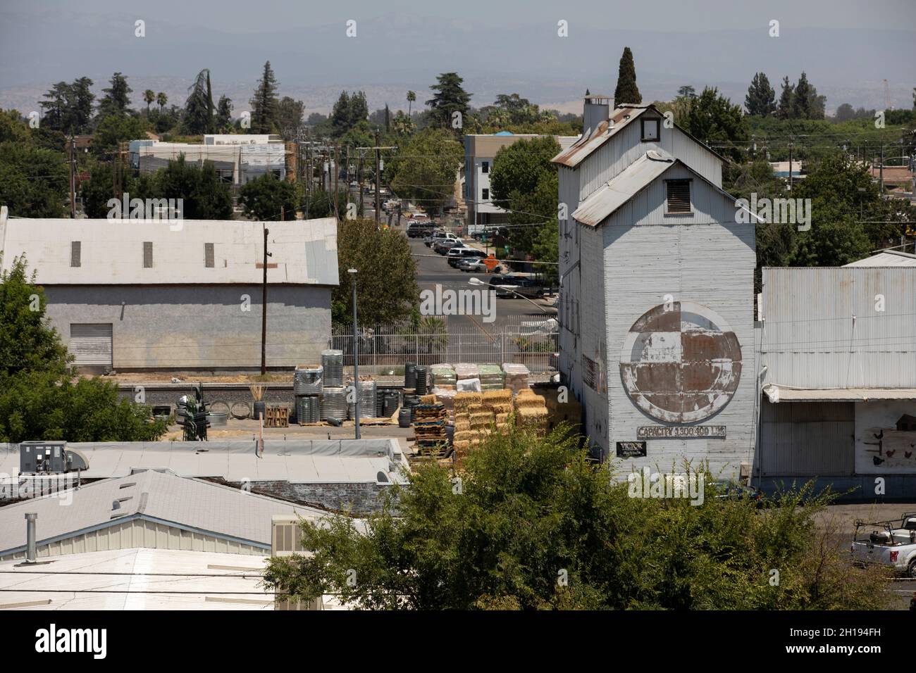 Madera, California, USA - July 15, 2021: Afternoon sun shines on a ...