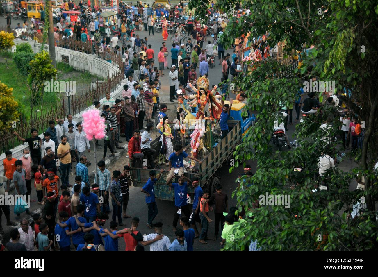 Goddess Durga immersion rituals at the bank of river Surma in Sylhet ...