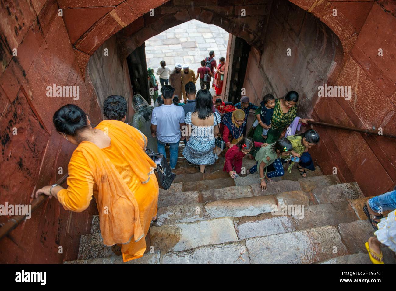 People are seen walking down from stairs built by Hamida Banu Begum at ...