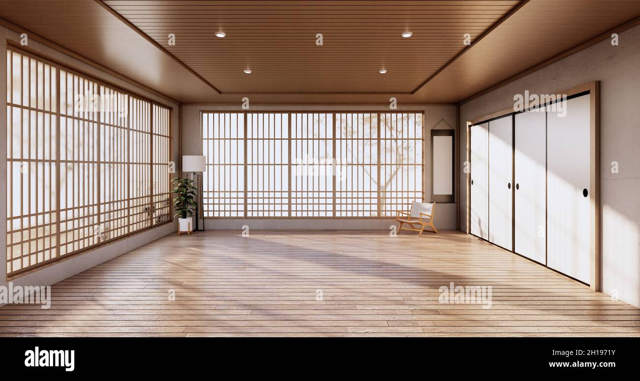 Empty room, white room, Clean modern room ,japanese style.3D rendering ...