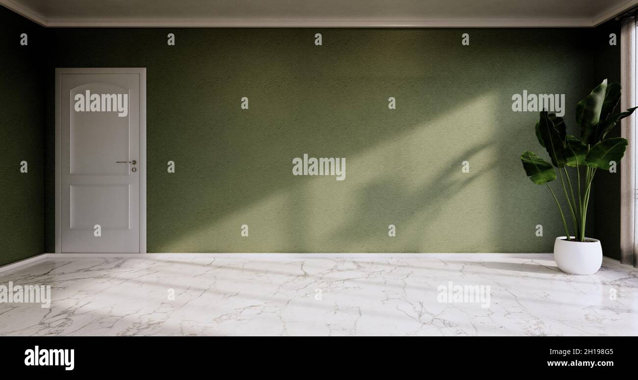 Empty room - Clean room ,Minimalist interior design, Green wall on ...