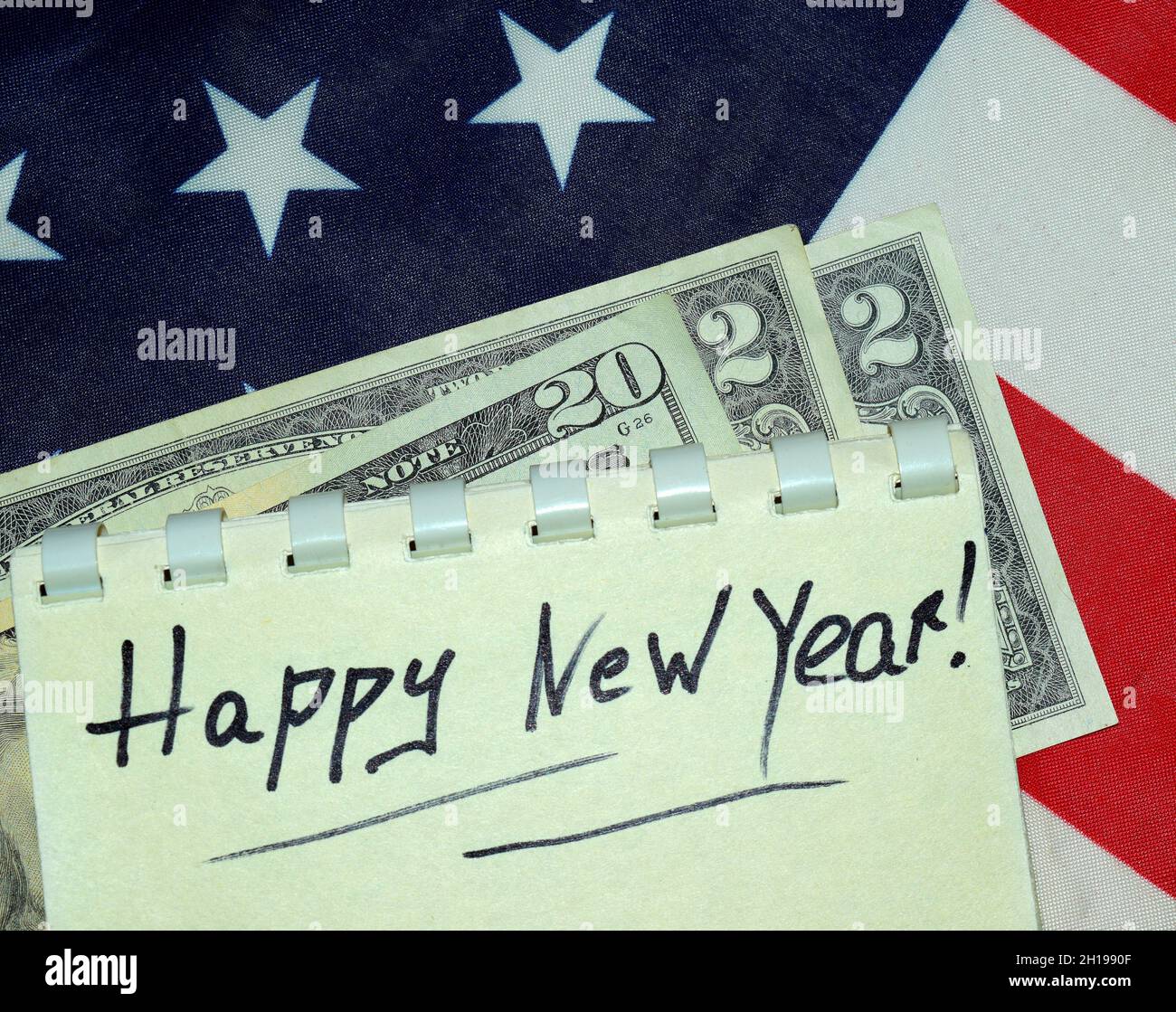 Happy new fiscal 2022 greeting card consisting of 20 dollars and 2 ...