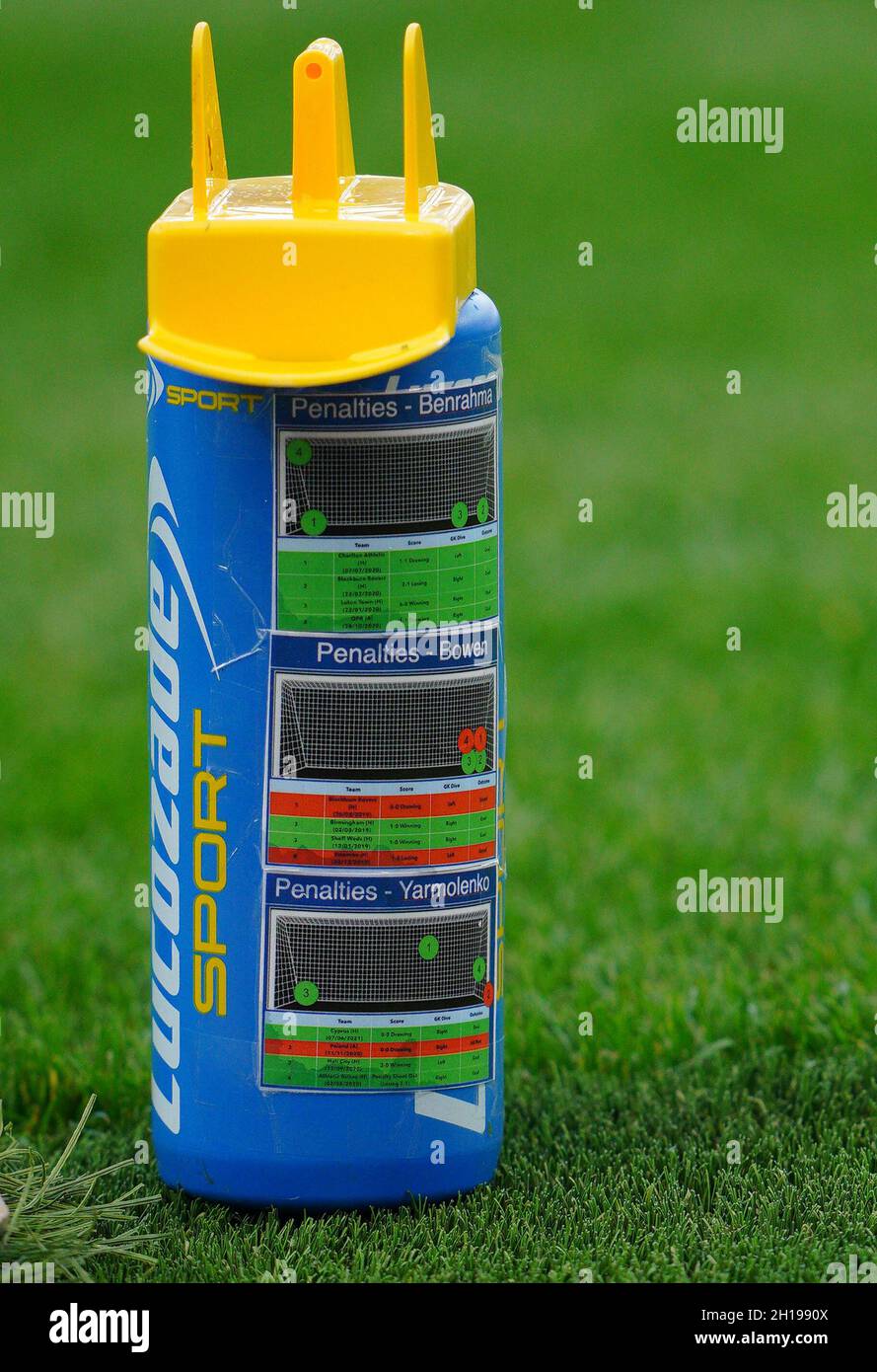 A general view of Everton goalkeeper Jordan Pickford's water bottle ...