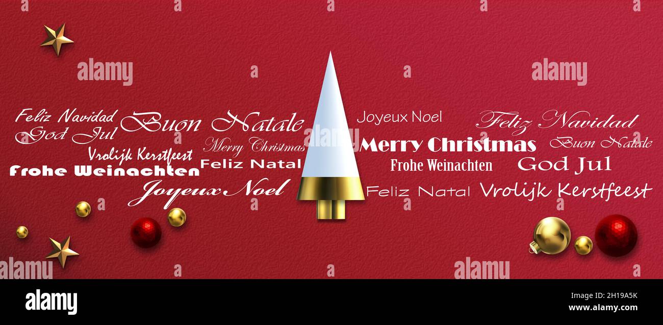 Merry christmas and happy new year in many languages hi-res stock ...
