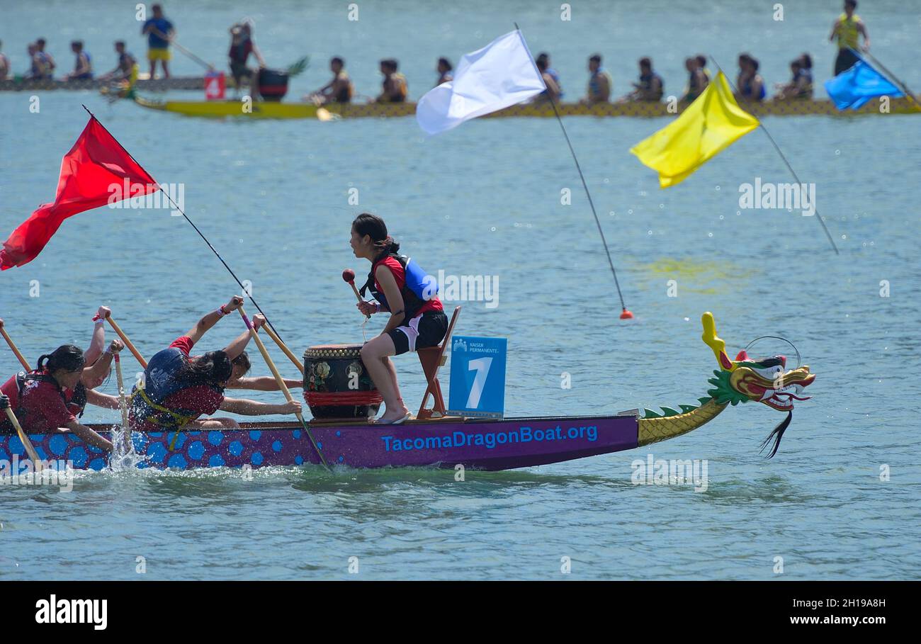 The Dragon Boat race competition at Treasure Island, San Francisco CA ...