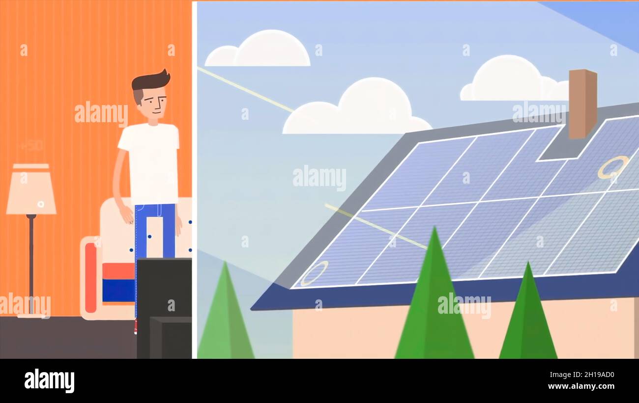 Animation of two cartoon men, standing on the threshold of their houses ...