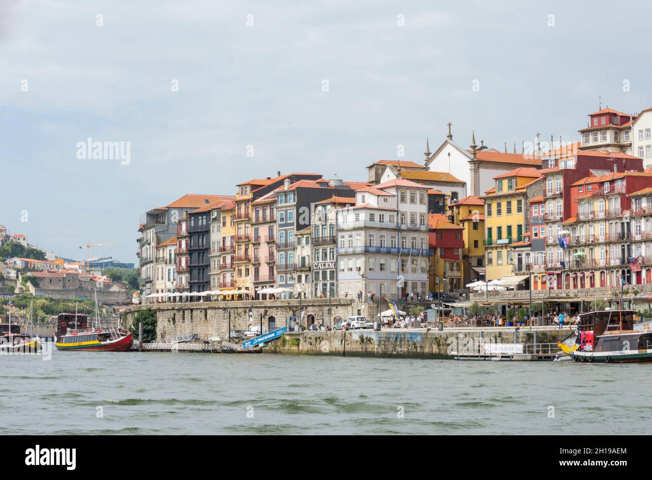 Porto Portugal, historic old town, Ribeira district along the Douro ...