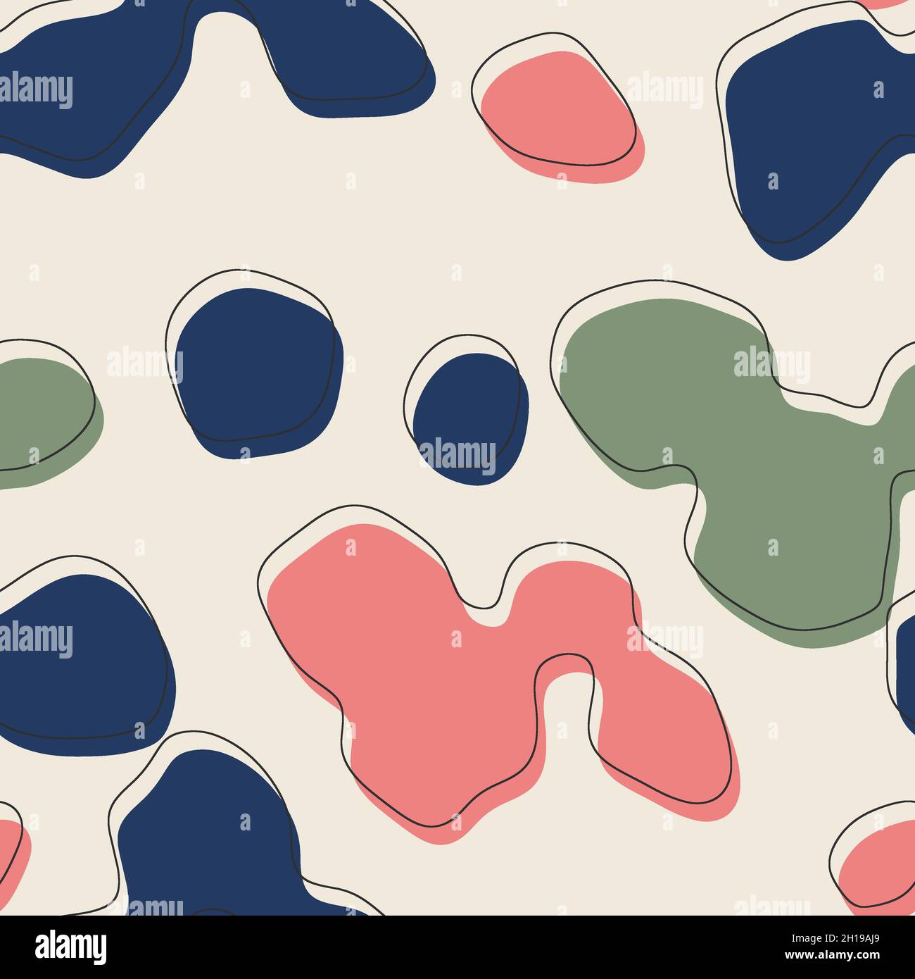Seamless abstract organic blog shapes in various colors with offset ...