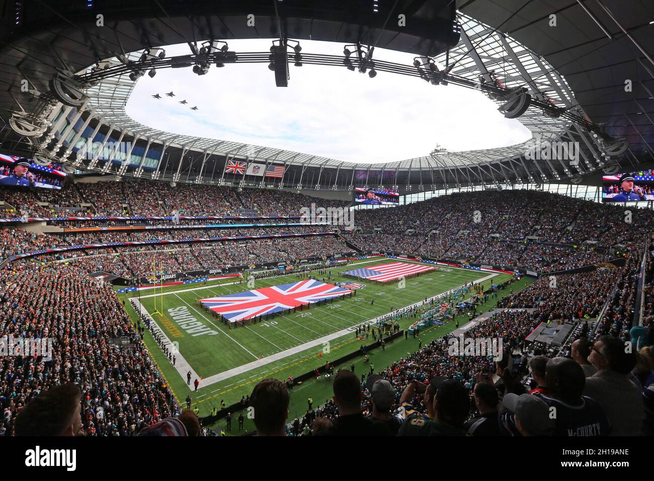 A fly-past over the Tottenham Hotspur Stadium ahead of the NFL ...