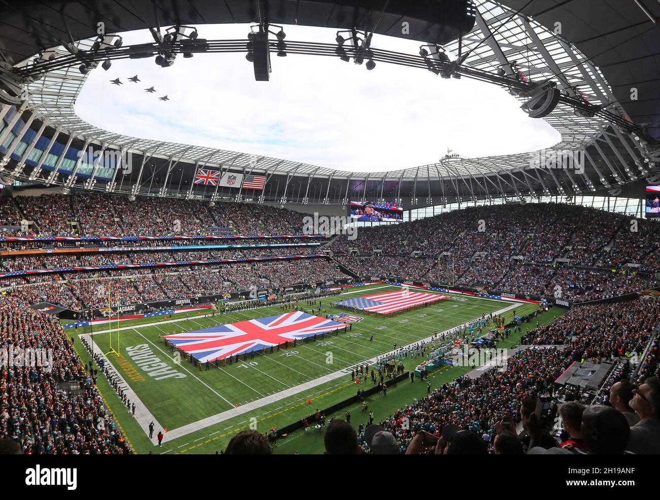 A fly-past over the Tottenham Hotspur Stadium ahead of the NFL ...