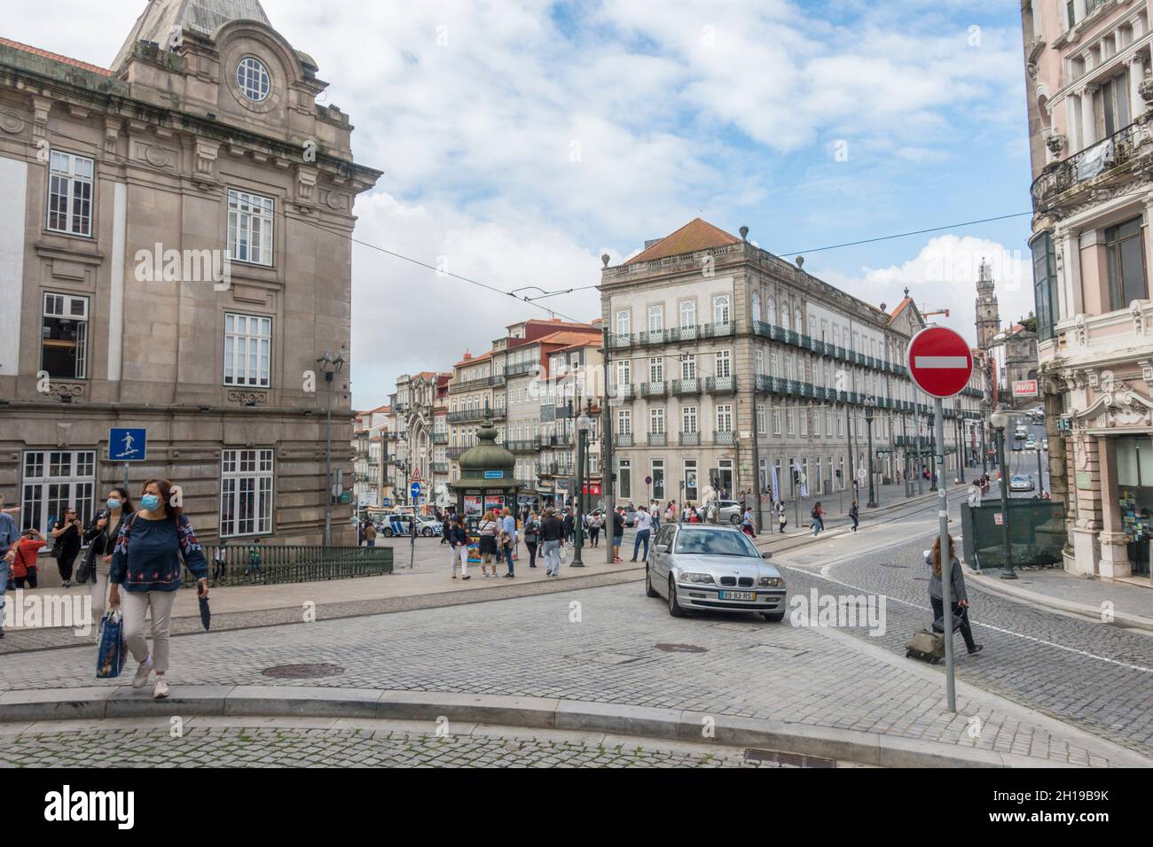 Porto Portugal, historic old town, street view of city centre of Porto ...