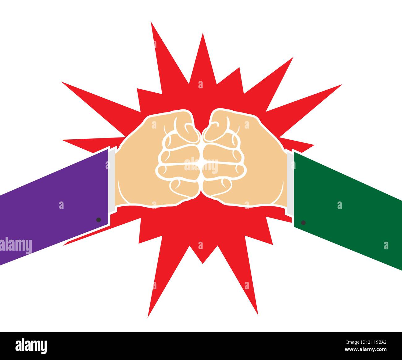 Two fists hit each other. A blow of two fists. Flat style Stock Vector ...