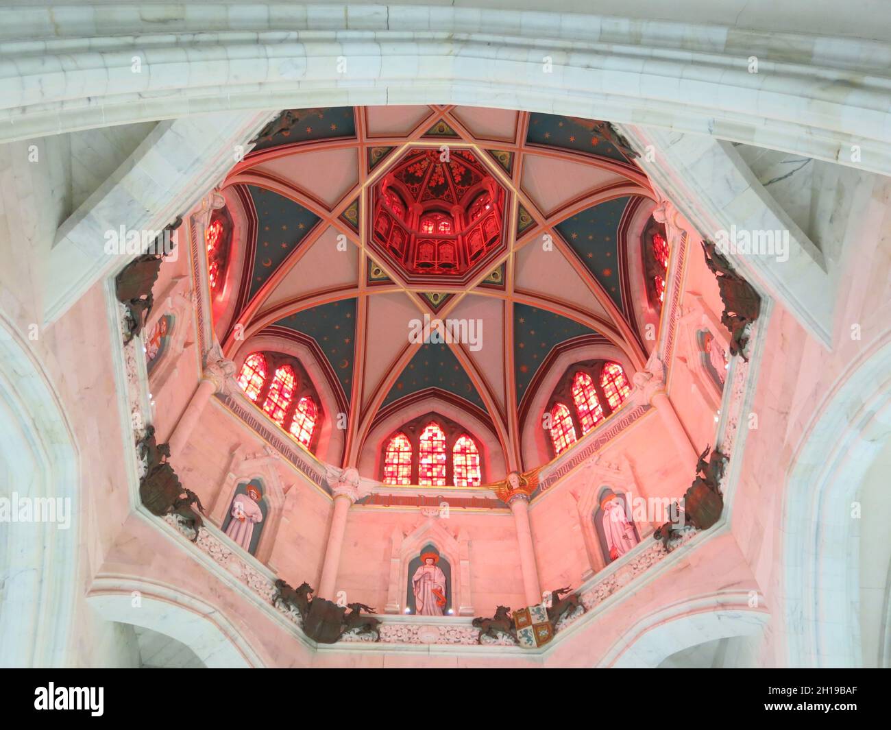 Looking up into the ornate dome of the Marble Chapel at Mount Stuart ...